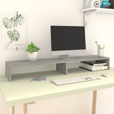 Berkfield Monitor Stand Grey Sonoma 110x23.5x12 cm Engineered Wood ...