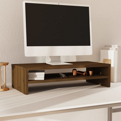 Berkfield Monitor Stand Honey Brown 50x24x13 cm Solid Wood Pine | DIY ...