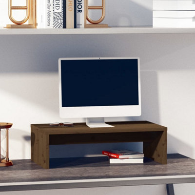 Berkfield Monitor Stand Honey Brown 50x27x15 cm Solid Wood Pine | DIY ...