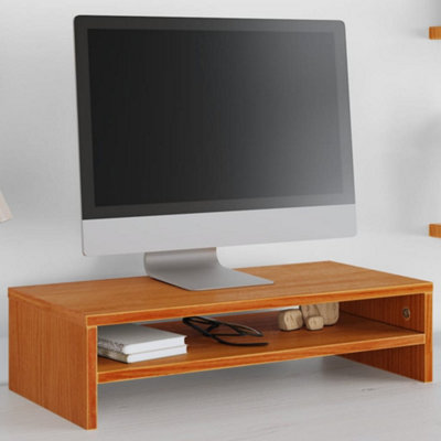 Berkfield Monitor Stand Wax Brown 50x24x13 cm Solid Wood Pine
