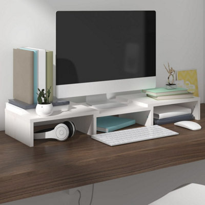Berkfield Monitor Stand White 60x24x10.5 cm Solid Wood Pine