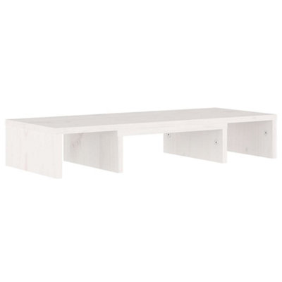 Berkfield Monitor Stand White 60x24x10.5 cm Solid Wood Pine