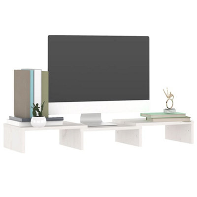 Berkfield Monitor Stand White 60x24x10.5 cm Solid Wood Pine