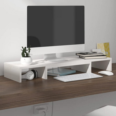 Berkfield Monitor Stand White 80x24x10.5 cm Solid Wood Pine