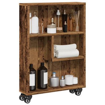 Berkfield Narrow Storage Trolley Old Wood 48x13x68 cm Engineered Wood