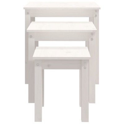 Berkfield Nesting Tables 3 pcs White Solid Wood Pine