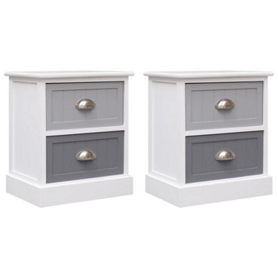 Berkfield Nightstands 2 pcs Grey 38x28x45 cm Paulownia Wood | DIY at B&Q