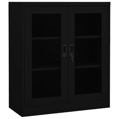 Berkfield Office Cabinet Black 90x40x105 cm Steel | DIY at B&Q