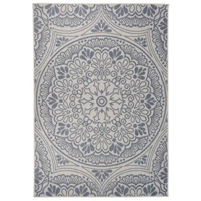 Berkfield Outdoor Flatweave Rug 160x230 cm Blue Pattern | DIY at B&Q
