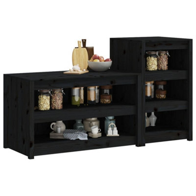 Berkfield Outdoor Kitchen Cabinets 2 pcs Black Solid Wood Pine
