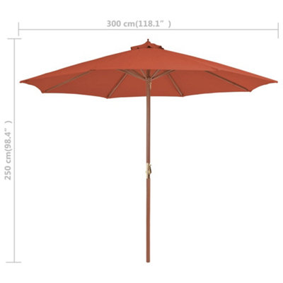 Berkfield Outdoor Parasol with Wooden Pole 300 cm Terracotta