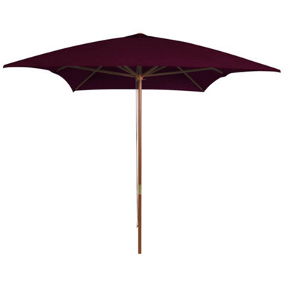 Berkfield Outdoor Parasol with Wooden Pole Bordeaux Red 200x300 cm ...