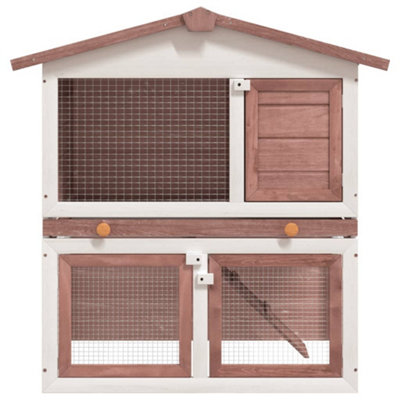 Berkfield Outdoor Rabbit Hutch 3 Doors Brown Wood