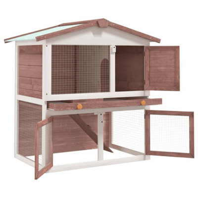 Berkfield Outdoor Rabbit Hutch 3 Doors Brown Wood