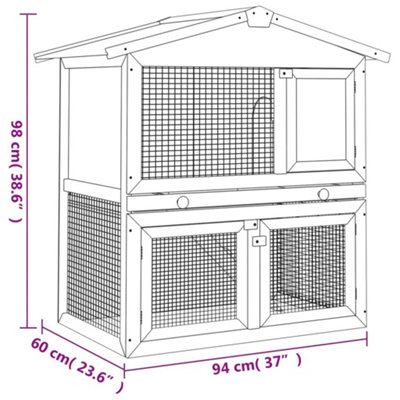 Berkfield Outdoor Rabbit Hutch 3 Doors Grey Wood
