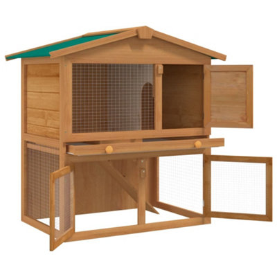 Berkfield Outdoor Rabbit Hutch Small Animal House Pet Cage 3 Doors Wood