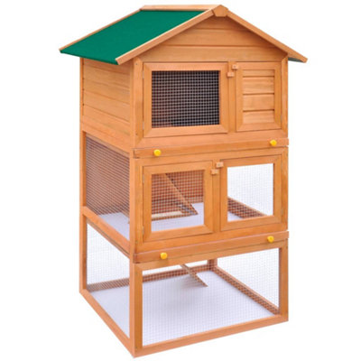 Berkfield Outdoor Rabbit Hutch Small Animal House Pet Cage 3 Layers Wood