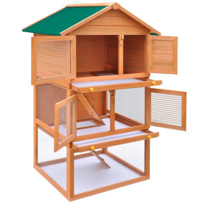 Berkfield Outdoor Rabbit Hutch Small Animal House Pet Cage 3 Layers Wood