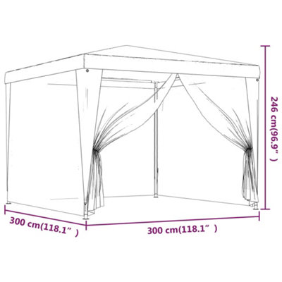 Berkfield Party Tent with 4 Mesh Sidewalls Red 3x3 m HDPE