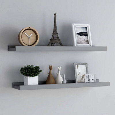 Berkfield Picture Frame Ledge Shelves 2 pcs Grey 80x9x3 cm MDF