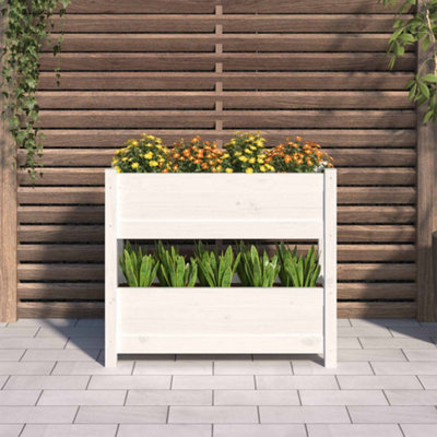 Berkfield Planter White 77x25x66 cm Solid Wood Pine
