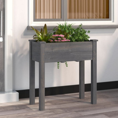 Berkfield Planter with Liner Grey 71x37x76 cm Solid Wood Fir | £67 at B&Q