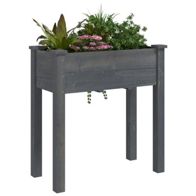 Berkfield Planter with Liner Grey 71x37x76 cm Solid Wood Fir