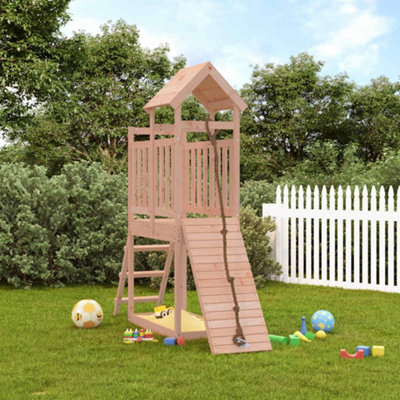Berkfield Playhouse with Climbing Wall Solid Wood Douglas