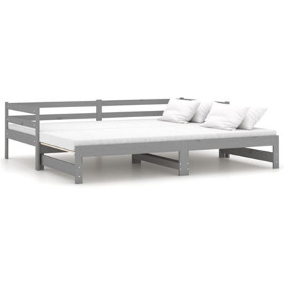 Berkfield Pull-out Day Bed Grey Solid Pinewood 2x
