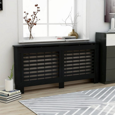 Berkfield Radiator Cover Black 172x19x81 cm MDF | DIY at B&Q