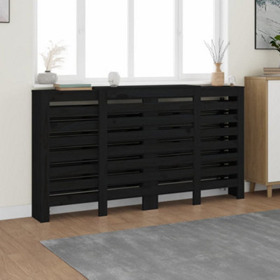 Berkfield Radiator Cover Black 210x21x85 cm Solid Wood Pine | DIY at B&Q