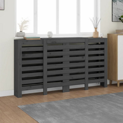 Berkfield Radiator Cover Grey 210x21x85 cm Solid Wood Pine | DIY at B&Q
