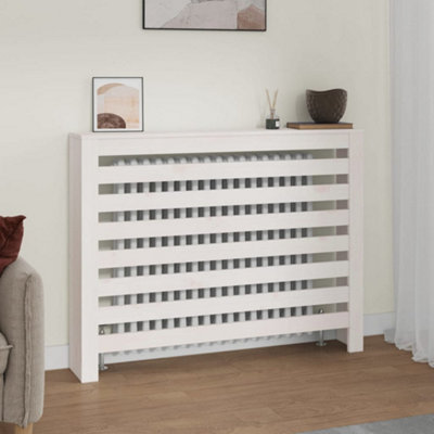 Berkfield Radiator Cover White 108.5x19x84 cm Solid Wood Pine | DIY at B&Q