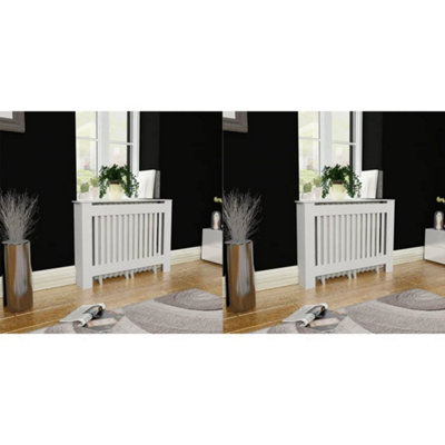 Berkfield Radiator Covers 2 pcs White MDF 112 cm | DIY at B&Q