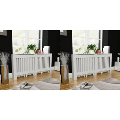Berkfield Radiator Covers 2 pcs White MDF 172 cm | DIY at B&Q
