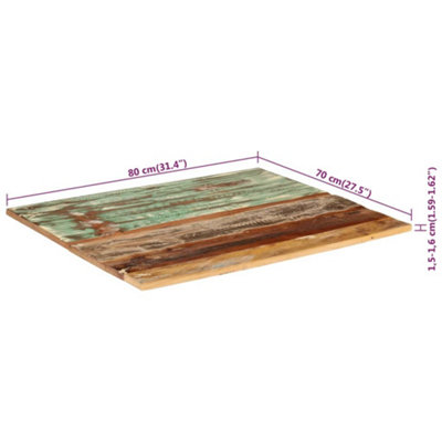 Berkfield Rectangular Table Top 70x80 cm 15-16 mm Solid Reclaimed Wood