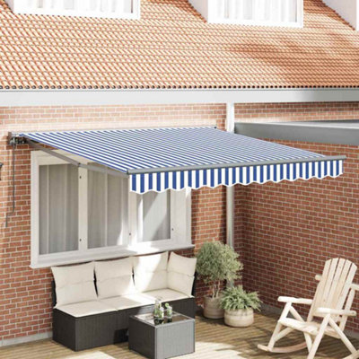 Berkfield Retractable Awning Manual Blue and White 300x250 cm