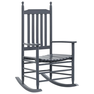 Berkfield Rocking Chair with Curved Seat Grey Poplar Wood