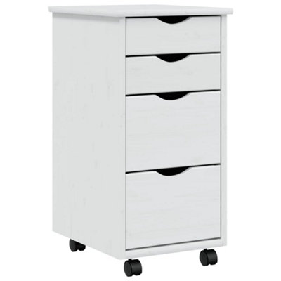 Berkfield Rolling Cabinet with Drawers MOSS White Solid Wood Pine