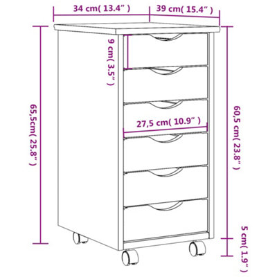 Berkfield Rolling Cabinet with Drawers MOSS White Solid Wood Pine