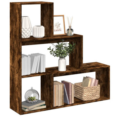 Berkfield Room Divider Bookcase 3-Tier Smoked Oak 123x29x123 cm ...