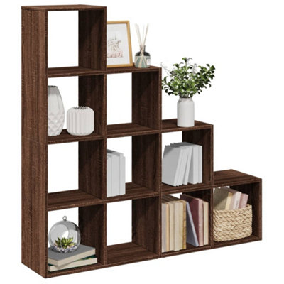 Berkfield Room Divider Bookcase 4-Tier Brown Oak 131.5x29x131.5 cm ...