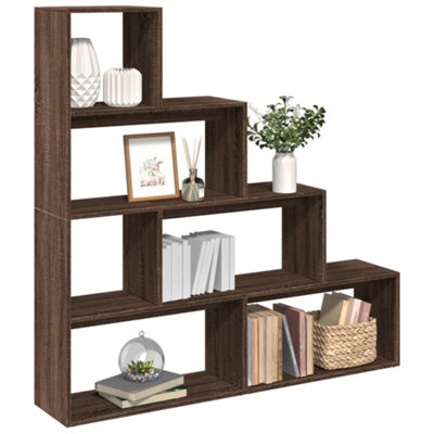 Berkfield Room Divider Bookcase 4-Tier Brown Oak 143.5x29x143.5 cm ...