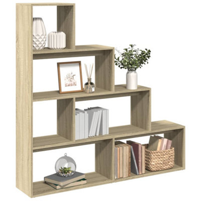 Berkfield Room Divider Bookcase 4-Tier Sonoma Oak 143.5x29x143.5 cm ...