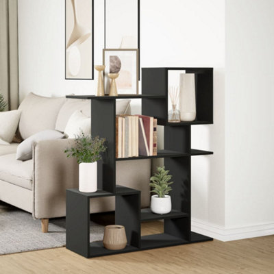 Berkfield Room Divider Bookcase Black 92x29x112 cm Engineered Wood