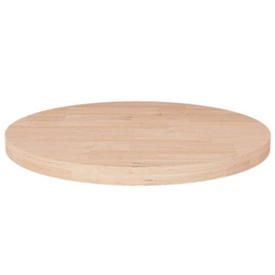 Berkfield Round Table Top Radius 40x2,5 cm Untreated Solid Wood Oak ...