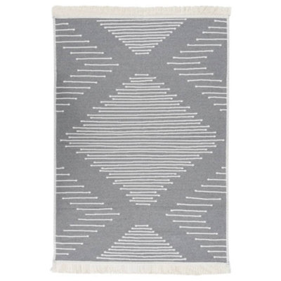 Berkfield Rug Dark Grey 160x230 cm Cotton | DIY at B&Q