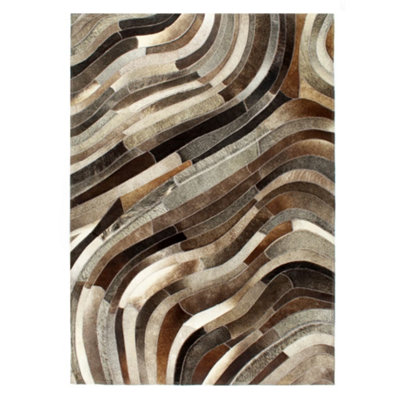 Berkfield Rug Genuine Hair-on Leather Patchwork 160x230 cm Grey/Silver ...