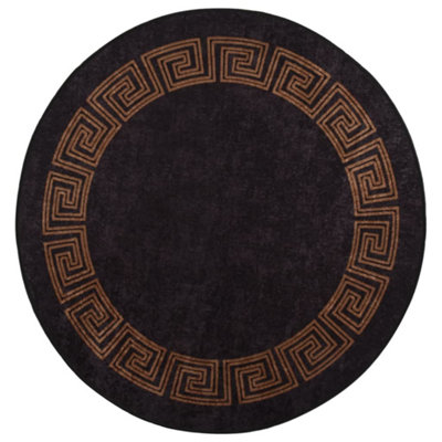 Berkfield Rug Washable 120 cm Black and Gold Anti Slip | DIY at B&Q