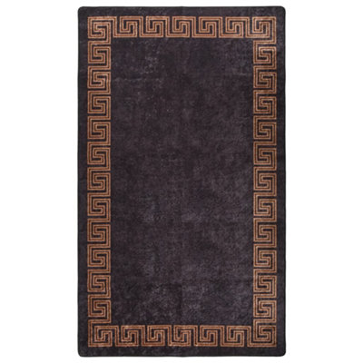 Berkfield Rug Washable 190x300 cm Black and Gold Anti Slip | DIY at B&Q